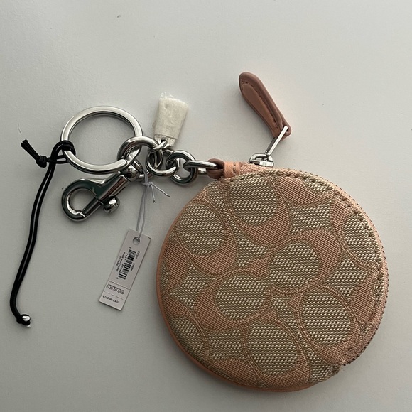 Coach | Accessories | Nwt Coach Circular Coin Pouch In Signature ...